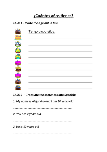 Cuántos anos tienes | Teaching Resources