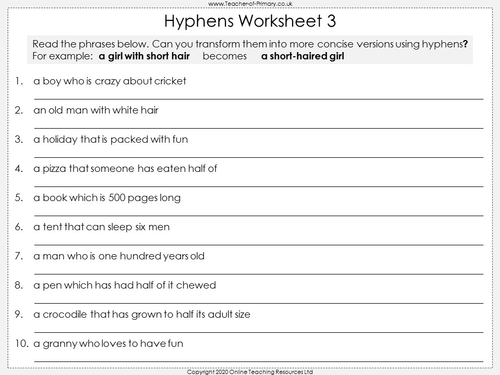 Hyphens to Avoid Ambiguity - Year 5 and 6 | Teaching Resources
