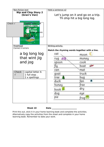 RWI Green books story 10 activity sheets | Teaching Resources