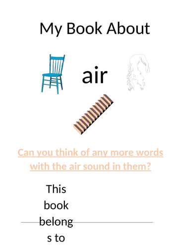 Phonics resource to teach children the sound ‘air’ in Phase 3 ...