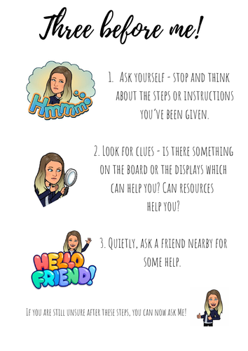 Three Before Me - Steps to Succeed | Teaching Resources