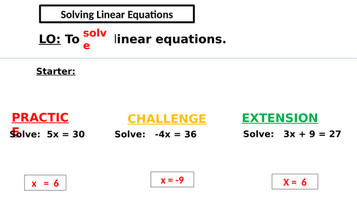 Solving Linear Equations | Teaching Resources