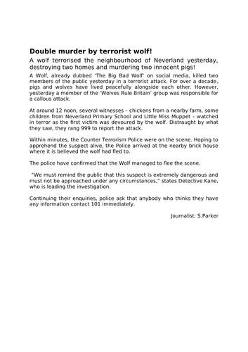 UKS2 Fairytale Newspaper Reports | Teaching Resources