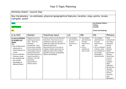 Year 5 'Alchemy Island' Launch Day Lesson Planning | Teaching Resources