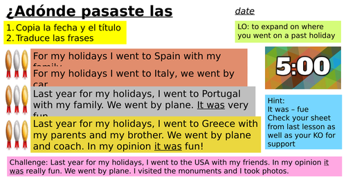Year 8 Spanish - Module 1 - Viva 2 - Las Vacaciones | Teaching Resources
