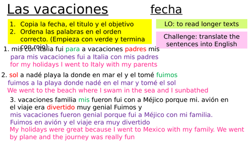 Year 8 Spanish - Module 1 - Viva 2 - Las Vacaciones | Teaching Resources