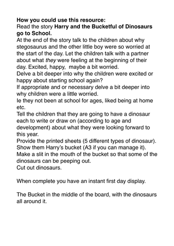 Back to School Activity * Instant Display * Harry and His Dinosaurs go ...