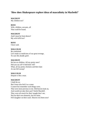 Masculinity in Macbeth - Sample Essays | Teaching Resources