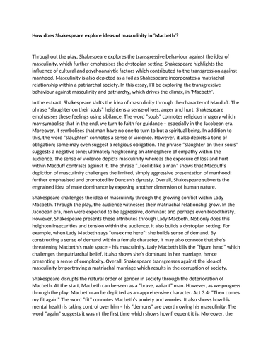 Masculinity in Macbeth - Sample Essays | Teaching Resources