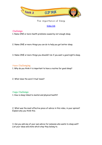 Sleep Hygiene | Teaching Resources