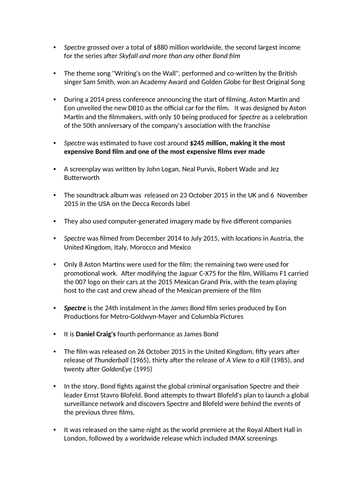 Eduqas Film Poster- Spectre & MWTGG | Teaching Resources