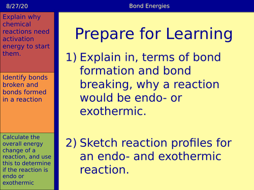Bond Energies - Print Free Lesson | Teaching Resources