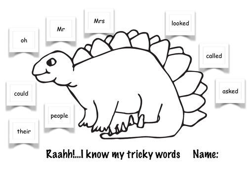 Dinosaur tricky word charts phases 2-5 Home/school | Teaching Resources