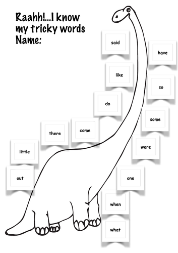 Dinosaur tricky word charts phases 2-5 Home/school | Teaching Resources