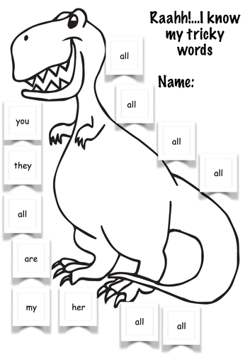Dinosaur tricky word charts phases 2-5 Home/school | Teaching Resources