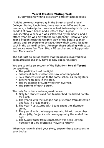 Creative writing support sheets and story prompts (with marking support ...