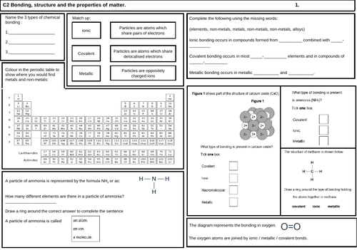 C2 Bonding, structure and the properties of matter Revision Mats ...