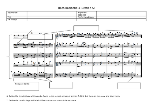 Bach Badinerie Eduqas Set Work Section A analysis | Teaching Resources