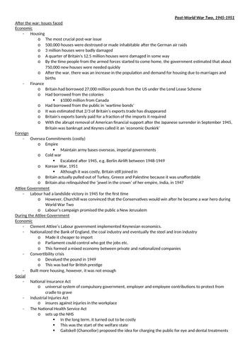 FULL A LEVEL HISTORY MODERN BRITAIN NOTES | Teaching Resources