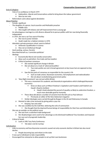 FULL A LEVEL HISTORY MODERN BRITAIN NOTES | Teaching Resources