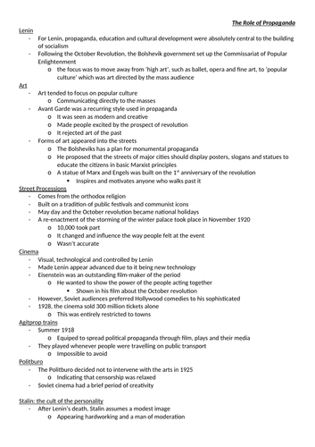 STALIN & LENIN NOTES, AQA A LEVEL HISTORY TSARIST AND COMMUNIST RUSSIA ...