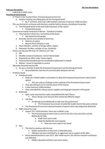 STALIN & LENIN NOTES, AQA A LEVEL HISTORY TSARIST AND COMMUNIST RUSSIA ...