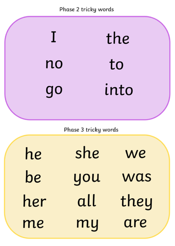 Phase 2 5 Tricky Word Mat Teaching Resources