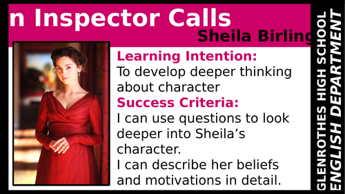 An Inspector Calls - Sheila Birling | Teaching Resources