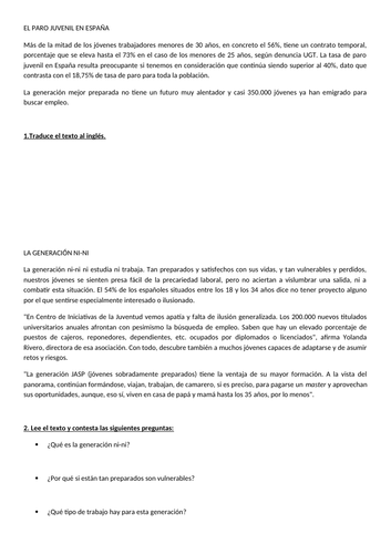 A - Level Spanish: Theme 4; Unit 10: Jóvenes de hoy, ciudadanos de ...