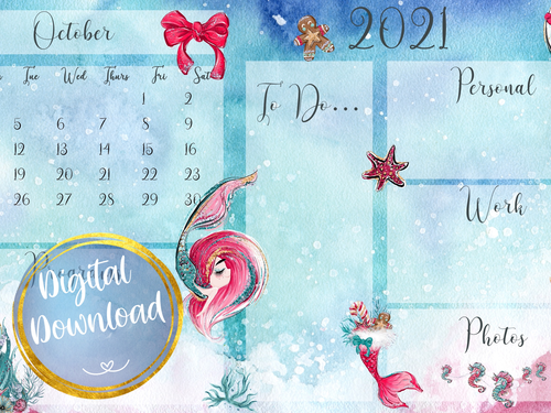 Mermaid Christmas Desktop Organiser | Teaching Resources