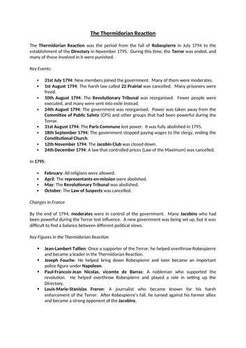 The Thermidorian Reaction | Teaching Resources