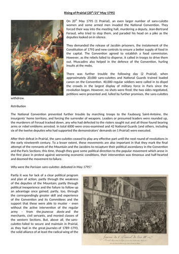 Prairial Uprising - 20th/21st May 1795 | Teaching Resources
