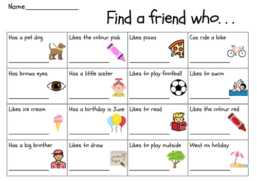 Find a friend who... | Teaching Resources