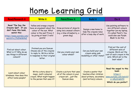The Day the Crayons Quit (home learning grid) | Teaching Resources