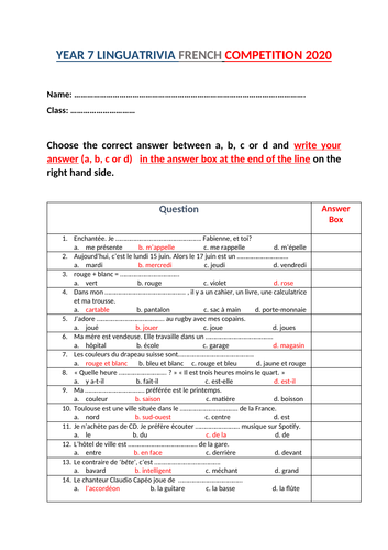 French Culture Quiz | Teaching Resources