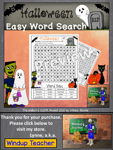 Halloween Word Search - Easy Puzzle | Teaching Resources