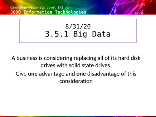 J808 LO3 Data and Storage - Complete SoW Cambridge National Level 1/2 ...