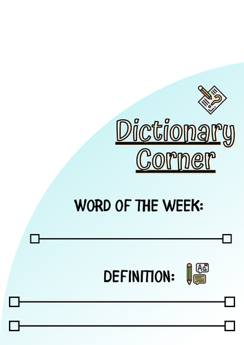 Dictionary Corner - Word of the week display | Teaching Resources