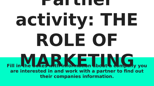 The Role of Marketing - Online Activity | Teaching Resources