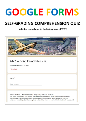 Google Classroom Forms quiz Reading Comprehension WW2 Fiction ...