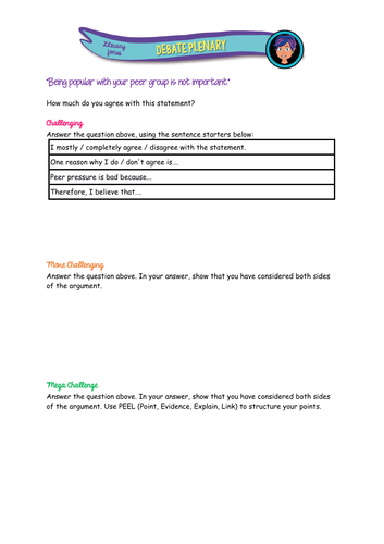 Peer Pressure PSHE | Teaching Resources