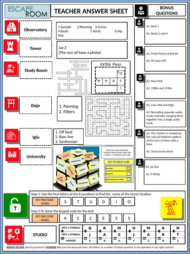 Rap - Music Escape Room | Teaching Resources