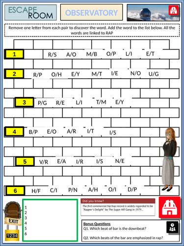 Rap - Music Escape Room | Teaching Resources