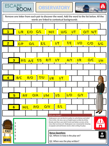 Romeo + Juliet GCSE English Escape Room | Teaching Resources
