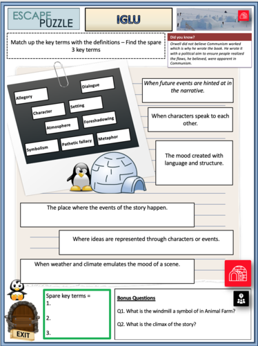 Animal Farm Escape Room - GCSE English | Teaching Resources