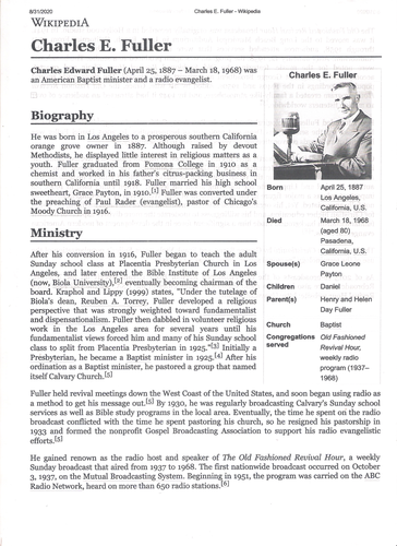 Charles E. Fuller (1887-1968) | Teaching Resources