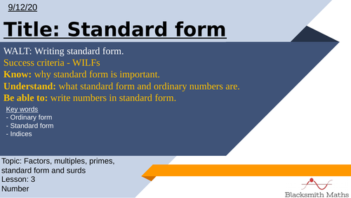 Writing standard form - Lesson bundle | Teaching Resources