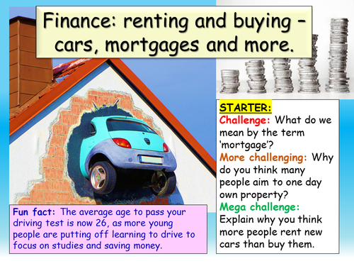Finance - buying, renting + mortgages | Teaching Resources