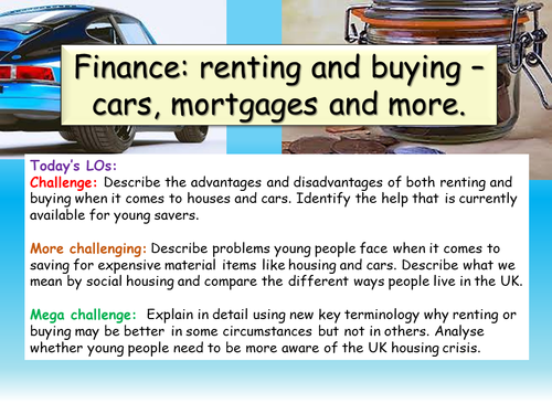 Finance - buying, renting + mortgages | Teaching Resources
