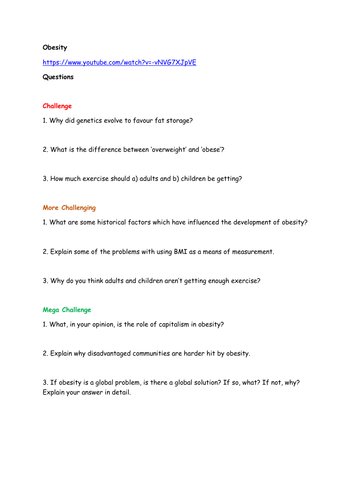 Healthy Eating + Obesity PSHE | Teaching Resources